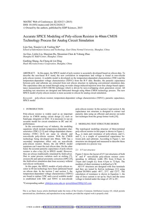 ☑ Poly Resistor Capacitance