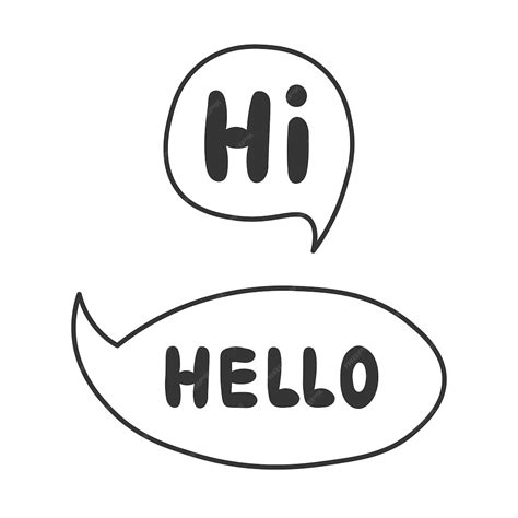 Premium Vector Hello Hi Speech Bubble Doodle Greeting Word Phrase
