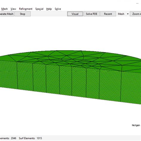 example 1 finite element mesh consisting of prismatic elements gained