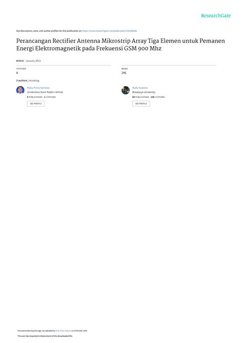 Perancangan Rectifier Antenna Mikrostrip Array Tiga Elemen Untuk See Discussions Stats And