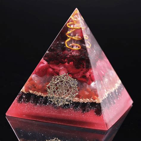 Natural Crystal Orgonite Pyramid With Opal Southern Red Agate Red