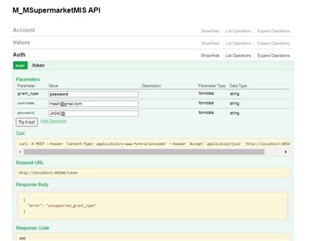 C Swagger Token Error Unsupported Grant Type Stack Overflow
