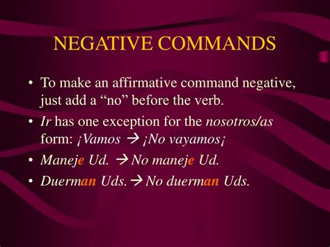 Ppt Irregular Singular And Formal Plural Commands Powerpoint