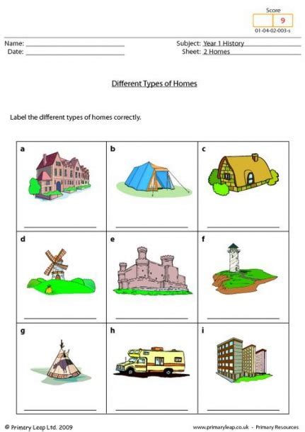 Types Of Homes Worksheet