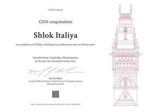 Completed The Cs50x Course From Harvard University Earning A