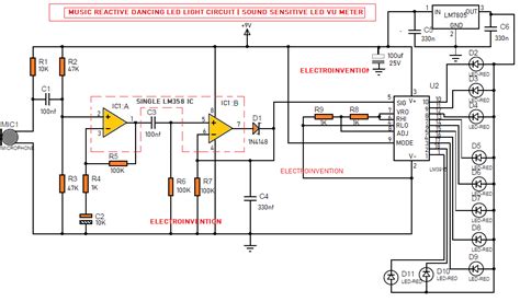music reactive dancing led lights using lm358 and lm3915