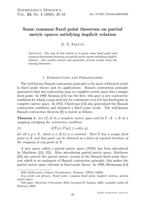 Pdf Some Common Fixed Point Theorems On Partial Metric Spaces