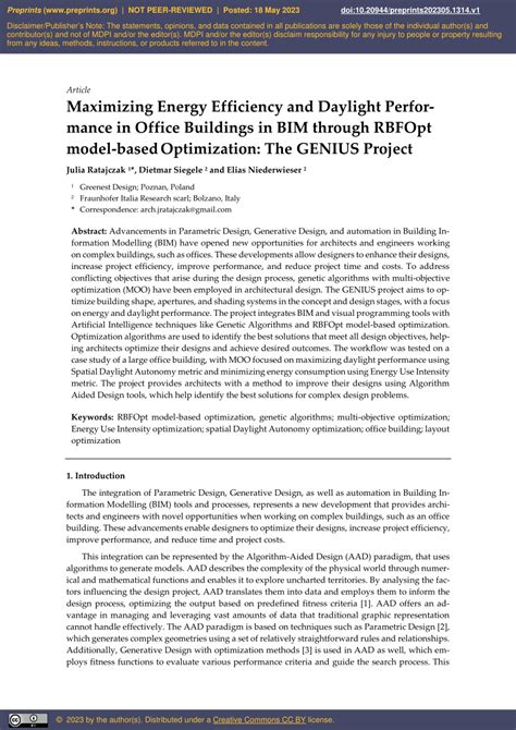 Pdf Maximizing Energy Efficiency And Daylight Performance In Office Buildings In Bim Through