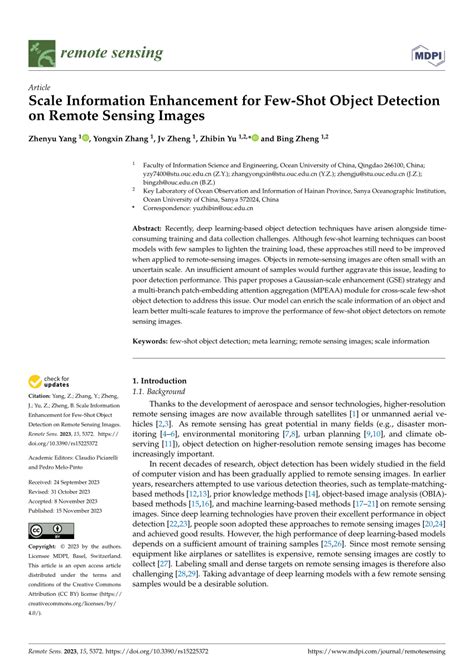 Pdf Scale Information Enhancement For Few Shot Object Detection On Remote Sensing Images