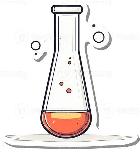 Erlenmeyer Flask Containing Orange Liquid Bubbles 55447177 Png