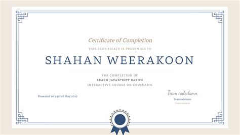 Shahan Weerakoons Certification For Learn Javascript Basics Codedamn