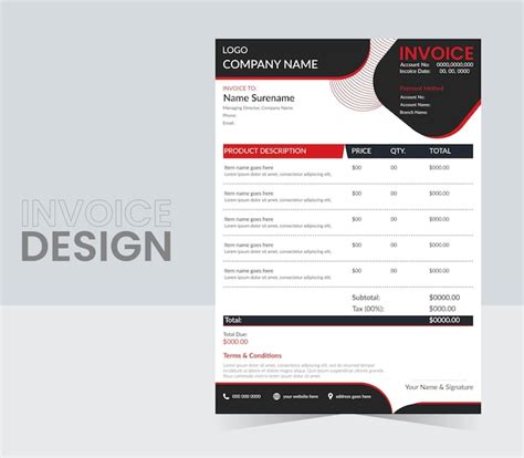 Premium Vector Invoice Design Template