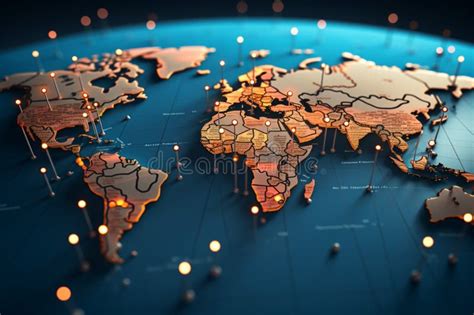 Abstract World Map Location Marks Form A Dynamic Geographical Image