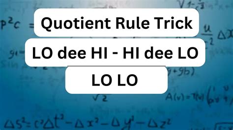 Quotient Rule Made Easy Simple Trick To Memorize And Apply It Fast Youtube