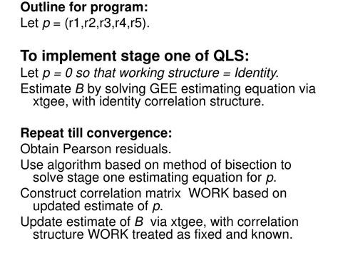 Ppt Implementation Of Quasi Least Squares Using Xtgee In Stata