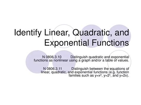 Ppt Identify Linear Quadratic And Exponential Functions Powerpoint