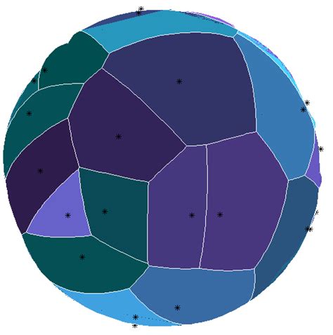 An Illustration Of Spherical Voronoi Diagram And Spherical Triangles