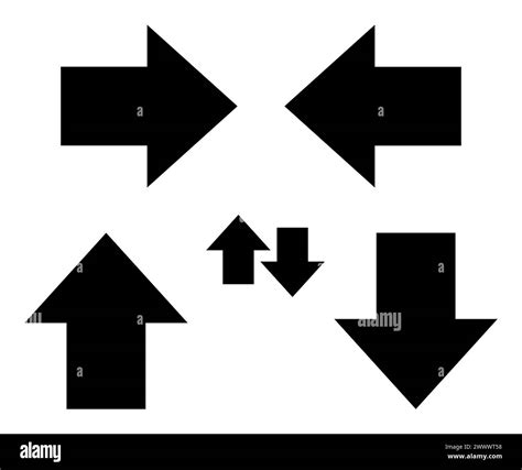 Large Forward Right And Left Up And Down Pointing Solid Long Arrow Symbol Vector Stock Vector