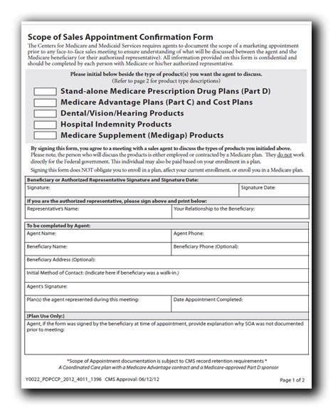 What Is A Scope Of Appointment Form For Medicare Form Example Download