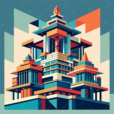 Premium Vector Abstract Architectural Structure With Overlapping Geometric Shapes In A Modern