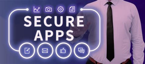 Conceptual Caption Secure Apps Internet Concept Protect The Device And