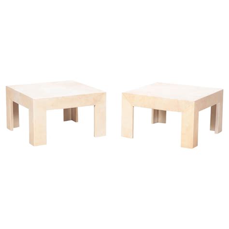 Pair Of Square Gilt Textured End Tables For Sale At 1stdibs