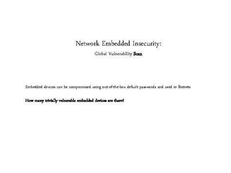 Network Embedded Device Insecurity Next Gen Exploitation And