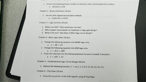 Solved Convert The Following Binary Numbers To Decimal Chegg