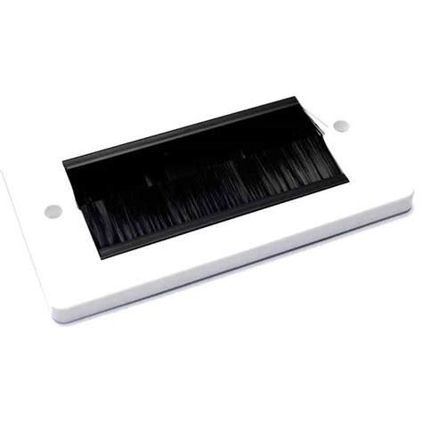 Aura Brush Wall Plate Double Gang Plastic White Brush • Onestopcableshop