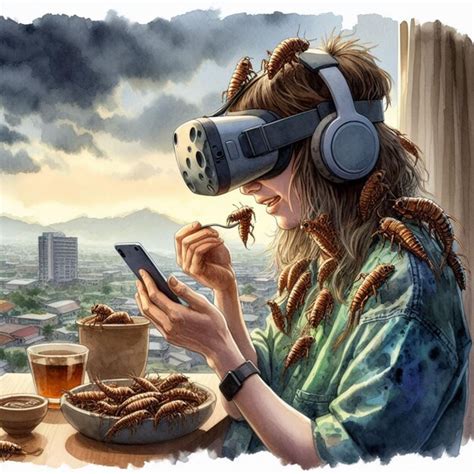 Premium Ai Image Happy Young Person Use Smartphone And Vr Headset