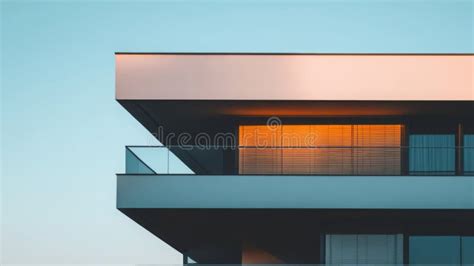 Modern Apartment Architecture In Urban Setting With Sunset Light