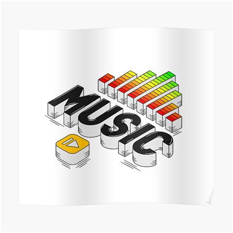 Music Isometric Design D Design With Play Button And Equalizer Lights Poster For Sale By