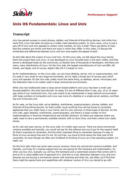 Unix Os Fundamentals Linux And Unix Transcript Pdf Linux Operating System
