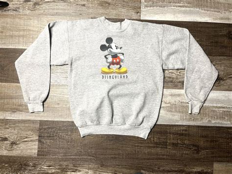 Vintage 2000 S Disneyland Mickey Mouse Gray Crewneck Gem