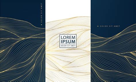 Vector Set Of Wave Line Gold Backgrounds Sea Fancy Patterns Art Flow Elegant Texture Japanese