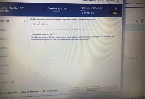 solved find the complex zeros of the following polynomial