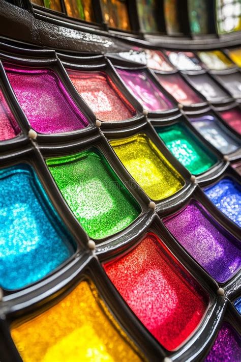 Vibrant Stained Glass Spectrum Colorful Artistic Design And Illumination In Architecture Stock