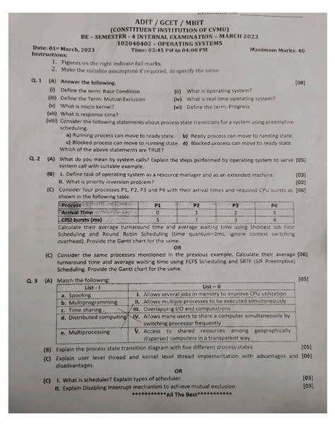 2023 Mid Pdf Scheduling Computing Process Computing