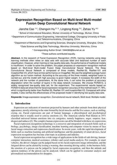 Pdf Expression Recognition Based On Multi Level Multi Model Fusion