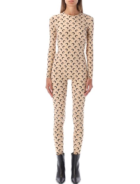 MARINE SERRE All Over Moon Catsuit Moon Tan Editorialist