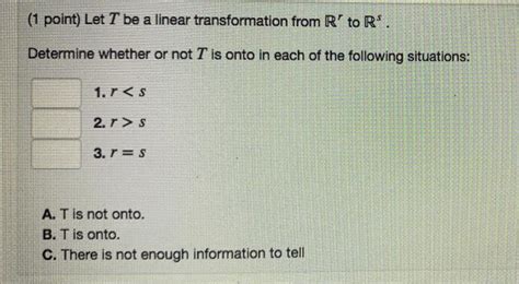 Solved 1 Point Let T Be An Linear Transformation From Rr Chegg Com