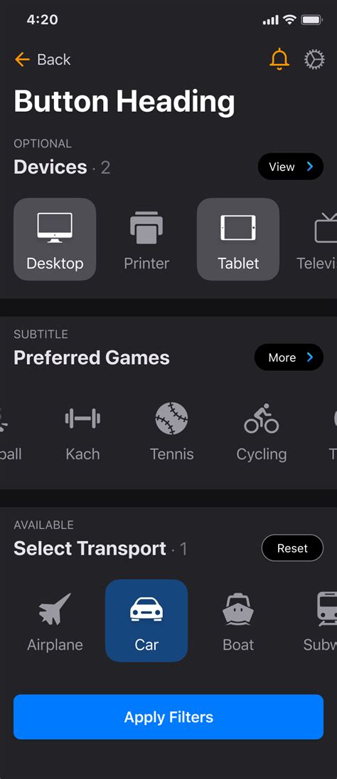 Filters Figma IOS UI Kit