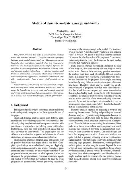 Static And Dynamic Analysis Synergy And Duality Pdf Program Optimization Compiler