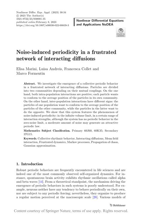 Pdf Noise Induced Periodicity In A Frustrated Network Of Interacting