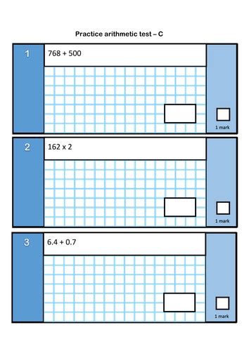 Practice Arithmetic Test C Sats Revision Teaching Resources