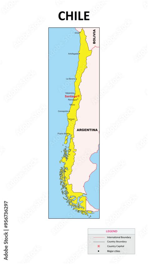 Chile Map Major Cities In Chile Political Map Of Chile With Border And Neighbouring Countries