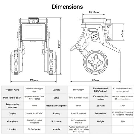 Yahboon Rider Pi Two Wheel Legged Robotraspberry Pi Cm4 Core Module
