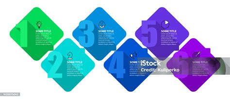 Infographic Template 6 Squares In A Row With Numbers And Text Stock Illustration Download