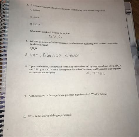 solved 6 a laboratory analysis of aspirin determine y