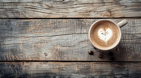 나무 테이블에 하트 모양이 있는 빈티지 라떼 아트 커피의 상위 뷰 커피 미술 라떼 배경 일러스트 및 사진 무료 다운로드